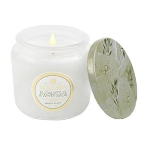 voluspa maison blanc petite jar candle, eucalyptus & white sage