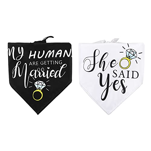 Engagement Gifts,My Humans are Getting Married Dog Bandana,Pet Dog Wedding Bandana Attire,Pet Scarf,Pet Accessories,Bride to be Gifts,Dog Gifts,Wedding Photo Props Decorations (Set of 2)