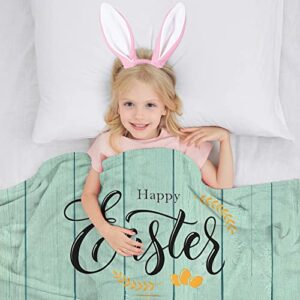 Abaysto Easter Throw Blanket for Kids Warm Plush Fleece Blanket Flannel Bed Blanket Bunny Tail Easter Eggs Rabbit Spring Flowers Lightweight Easter Blanket for Sofa Bed Couch 40"x50"