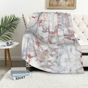 Rose Gold Marble Bedding Lightweight Thermal Blanket Soft Breathable Blanket for All Seasons