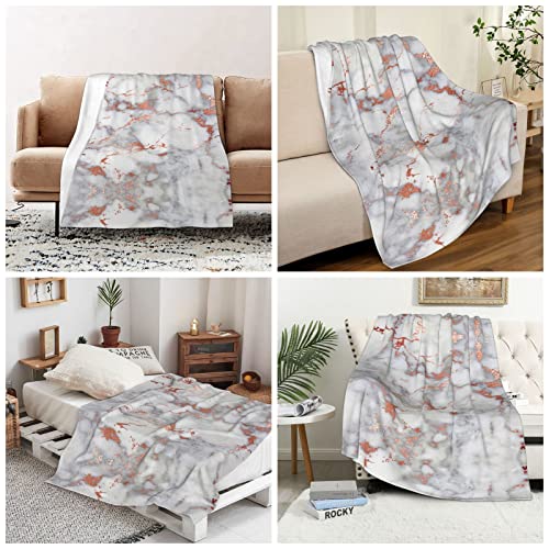 Rose Gold Marble Bedding Lightweight Thermal Blanket Soft Breathable Blanket for All Seasons