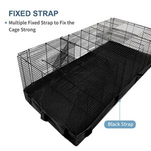 LINGSFIRE Guinea Pig Cage Liners, Reusable Guinea Pig Bedding Accessories Oxford Cloth Bottom Reusable Cage Liners for Guinea Pigs Rabbits, 47 x 24 x 3.5 inches（Black）