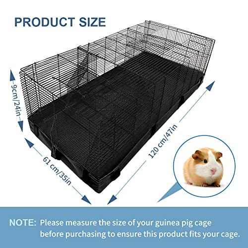 LINGSFIRE Guinea Pig Cage Liners, Reusable Guinea Pig Bedding Accessories Oxford Cloth Bottom Reusable Cage Liners for Guinea Pigs Rabbits, 47 x 24 x 3.5 inches（Black）