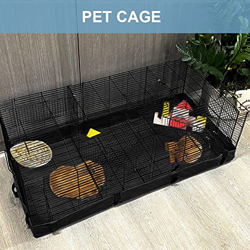 LINGSFIRE Guinea Pig Cage Liners, Reusable Guinea Pig Bedding Accessories Oxford Cloth Bottom Reusable Cage Liners for Guinea Pigs Rabbits, 47 x 24 x 3.5 inches（Black）