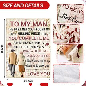 to My Man Gift for Him Blanket Valentine Gift Anniversary Birthday Gifts for Boyfriend Present Ultra Soft Fleece for Groom Engagement Wedding Father