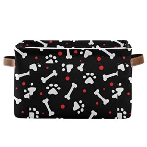 alaza dog pet bone polka dot black foldable storage box storage basket organizer bins with handles for shelf closet living room bedroom home office 1 pack