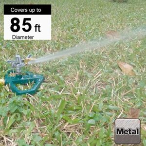 Sprinklers for Yard - AINEED Water Sprinkler for Lawn with Metal Base, Pulsating Impact Lawn Sprinklers for Yard Large Area, Garden Hose Sprinklers System with Sprinkler Head