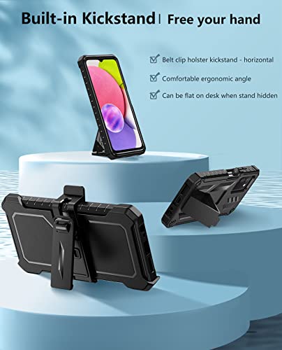 SOiOS for Samsung Galaxy A03s Case: Military Grade Drop Proof Protection Cell Phone Holster Cover | Heavy Duty Protective Rugged Cases with Kickstand | Durable Matte Textured Shockproof TPU Protector