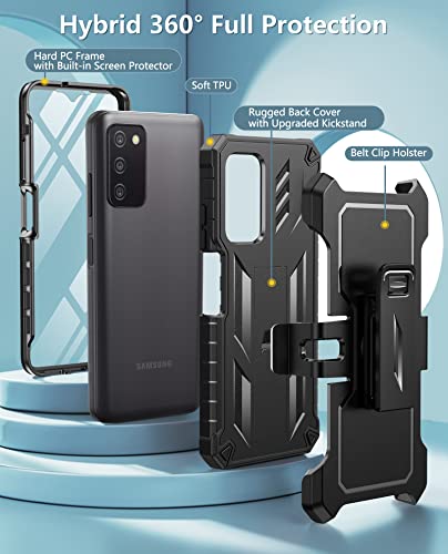 SOiOS for Samsung Galaxy A03s Case: Military Grade Drop Proof Protection Cell Phone Holster Cover | Heavy Duty Protective Rugged Cases with Kickstand | Durable Matte Textured Shockproof TPU Protector