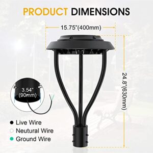 KINSNG Led Post Top Light, Dusk to Dawn LED Post Light 100W 14,000Lm 3000K 4000K 5000K Tunable Outdoor Post Pole Garden Light IP65 for School Yard Garden Street ETL DLC Listed