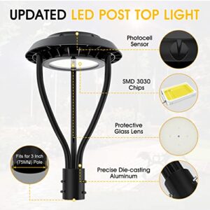 KINSNG Led Post Top Light, Dusk to Dawn LED Post Light 100W 14,000Lm 3000K 4000K 5000K Tunable Outdoor Post Pole Garden Light IP65 for School Yard Garden Street ETL DLC Listed