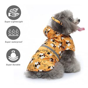 KTHZI Dog Raincoat Adjustable Pet Waterproof and Windproof Clothes Lightweight Rain Jacket Poncho for Hoodies with Strip Reflective(Bee,Medium，Y44)