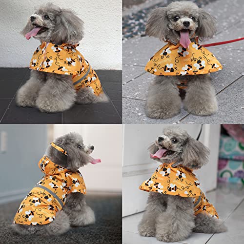 KTHZI Dog Raincoat Adjustable Pet Waterproof and Windproof Clothes Lightweight Rain Jacket Poncho for Hoodies with Strip Reflective(Bee,Medium，Y44)