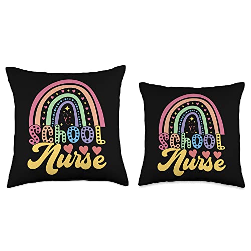 School Nurse Gifts For Nurses Nursing Merch School Nurse Throw Pillow, 16x16, Multicolor