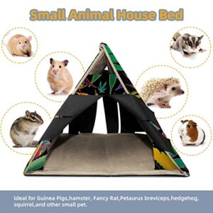 RATGDN Small Pet Hideout Marijuana Weed Leaf Hamster House Guinea Pig Playhouse for Dwarf Rabbits Hedgehogs Chinchillas