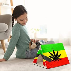 RATGDN Small Pet Hideout Cannabis Texture Marijuana Leaf Flag Hamster House Guinea Pig Playhouse for Dwarf Rabbits Hedgehogs Chinchillas