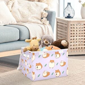 Kigai Storage Basket Cute Hamsters Storage Boxes with Lids and Handle, Large Storage Cube Bin Collapsible for Shelves Closet Bedroom Living Room, 16.5x12.6x11.8 In