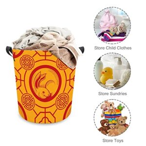 HoaMoya Collapsible Chinese New Year Rabbit Laundry Basket Freestanding Laundry Hamper With Handles Large Waterproof Cloth Toy Storage Bin for Household Bedroom Bathroom