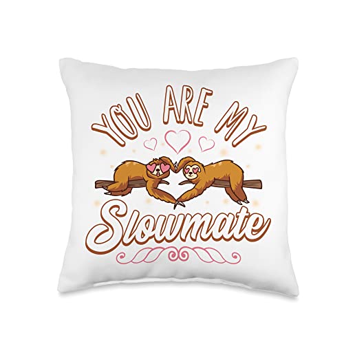 Sloth Valentines Day Gifts You Are My Slowmate Sloth Valentines Day Throw Pillow, 16x16, Multicolor