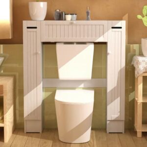 uiiaiouiaio over the toilet storage cabinet bathroom toilet organizer with doors adjustable shelves toilet paper holders versatile storage rack for laundry room