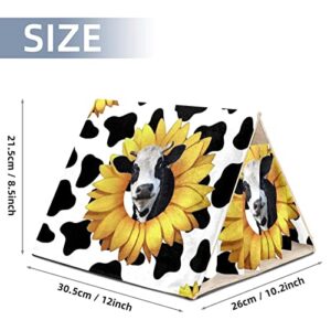 RATGDN Small Pet Hideout Sunflower and Cow Print Hamster House Guinea Pig Playhouse for Dwarf Rabbits Hedgehogs Chinchillas