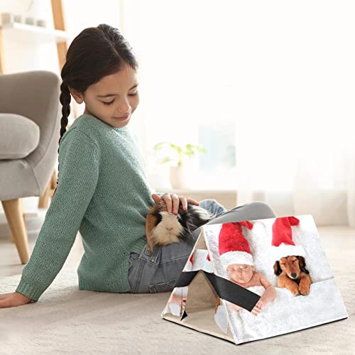 RATGDN Small Pet Hideout Christmas Baby and Dog Sleeping Hamster House Guinea Pig Playhouse for Dwarf Rabbits Hedgehogs Chinchillas