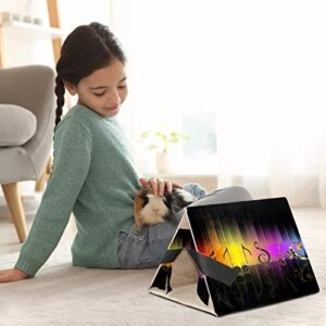 RATGDN Small Pet Hideout Colorful Music Note Hamster House Guinea Pig Playhouse for Dwarf Rabbits Hedgehogs Chinchillas