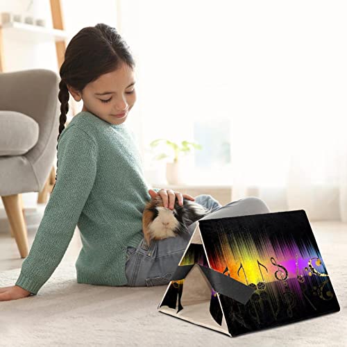 RATGDN Small Pet Hideout Colorful Music Note Hamster House Guinea Pig Playhouse for Dwarf Rabbits Hedgehogs Chinchillas