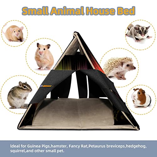 RATGDN Small Pet Hideout Colorful Music Note Hamster House Guinea Pig Playhouse for Dwarf Rabbits Hedgehogs Chinchillas