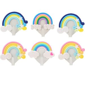 cabilock 10pcs clouds star rainbow storage hooks adhesive wall hooks sundries hooks wall mounted key coat hat hanger for bathroom living room bedroom