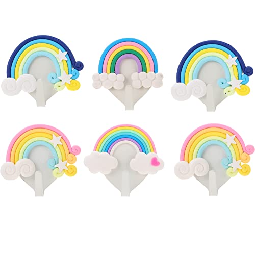 Cabilock 10Pcs Clouds Star Rainbow Storage Hooks Adhesive Wall Hooks Sundries Hooks Wall Mounted Key Coat Hat Hanger for Bathroom Living Room Bedroom