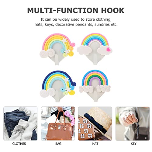 Cabilock 10Pcs Clouds Star Rainbow Storage Hooks Adhesive Wall Hooks Sundries Hooks Wall Mounted Key Coat Hat Hanger for Bathroom Living Room Bedroom