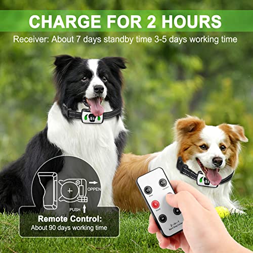 [2023 Upgrade] Bark Collar with Additional Mini Remote - Dog Bark Collar with 4 Training Modes - IPX7 Waterproof Dog Shock Collar for Indoor, Garden & Courtyard, Safe Bark Collar for Most Breed Sizes