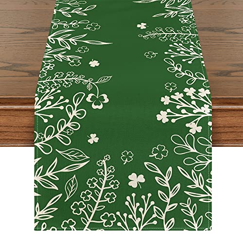 Artoid Mode Green St. Patrick's Day Table Runner, Spring Holiday Kitchen Dining Table Decoration for Indoor Outdoor Home Party Decor 13 x 72 Inch