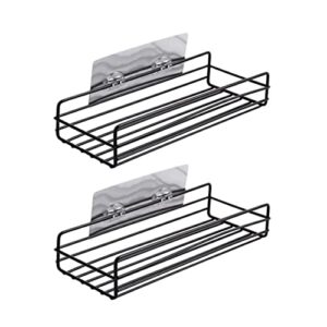 levemolo 2pcs organizer shelves for adhesive dish shampoo brush stainless holders caddy racks shower farmhouse scouring iron black display storage floating sink metal shelf wall-mounted