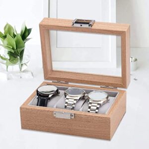 SXNBH 3 Slot Wooden Watch Display Cabinet Box and Lock Storage Rack Storage Box for Men and Women