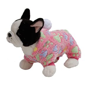 Pet Clothes Hangers Dog Plush 4 Leg Wear Buttons Rainbow Star Dot Printed Warm Winter Hooded Outerwear for Small Dogs