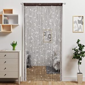 2 pcs door string curtain doorway beads curtains,hanging room divider beaded decor hippie glitter fringe panel closet window wall backdrop doors sequin sheer boho doors tassel (2, coffee, 39×79in)