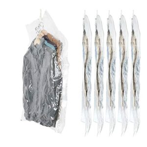 sunhorde hanging vacuum storage bags for clothes 6 pack large hanging vacuum sealed bags, hanging space saver bags for closet organizer, garment cover vacuum sealer bags for travel