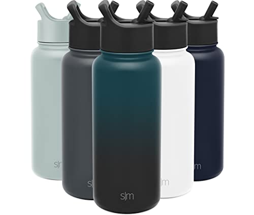 Simple Modern Water Bottle with Straw Lid Vacuum Insulated Stainless Steel Metal Thermos Bottles | Reusable Leak Proof BPA-Free Flask for Gym, Travel, Sports | Summit Collection | 32oz, Moonlight