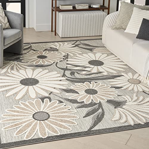 Nourison Aloha Indoor/Outdoor Beige 5'3" x 7'5" Area Rug, Easy -Cleaning, Non Shedding, Bed Room, Living Room, Dining Room, Deck, Backyard, Patio, High Traffic (5x7)