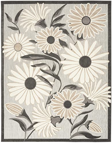 Nourison Aloha Indoor/Outdoor Beige 5'3" x 7'5" Area Rug, Easy -Cleaning, Non Shedding, Bed Room, Living Room, Dining Room, Deck, Backyard, Patio, High Traffic (5x7)