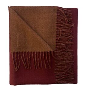 baby alpaca double face reversible throw (burgundy/brown)