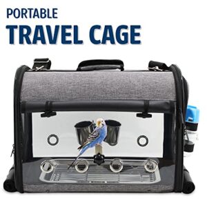 KNUTI - Premium Small Pet Bird Carrier Cage - Portable Travel Cage for Parakeets, Lovebirds, Finch, and Canaries - Airlines Airplane Plane Approved