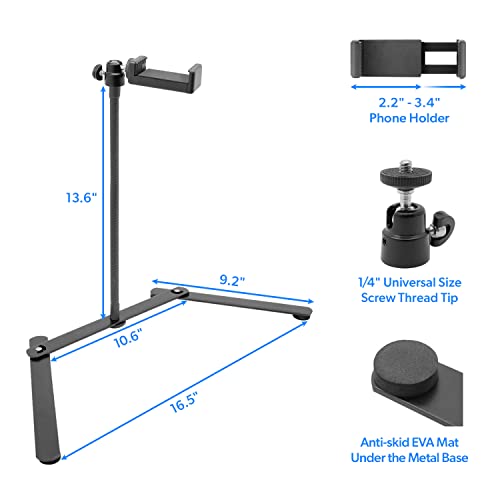 LimoStudio Overhead Flexible Gooseneck Tabletop 13.6-Inch Tripod Lightweight Stand Phone Holder Mount Compatible with iPhone, Galaxy, Pixel, AGG3314