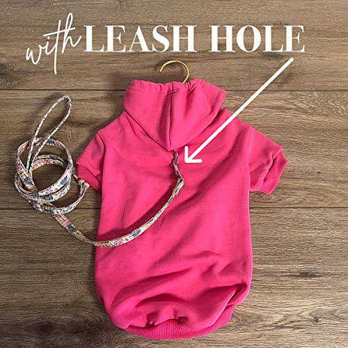 Love You Valentine's Day Pullover Fleece Lined Dog Hoodie with Leash Hole (Red Hooded Sweatshirt)