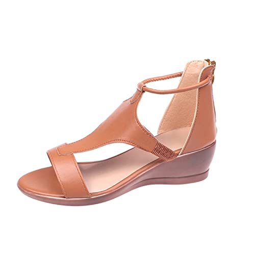 JMMSlmax Wedge Sandals for Women Dressy Summer Women's Open Toe Ankle Strap Low Wedge Sandals Boho Beach Wedding Sandals