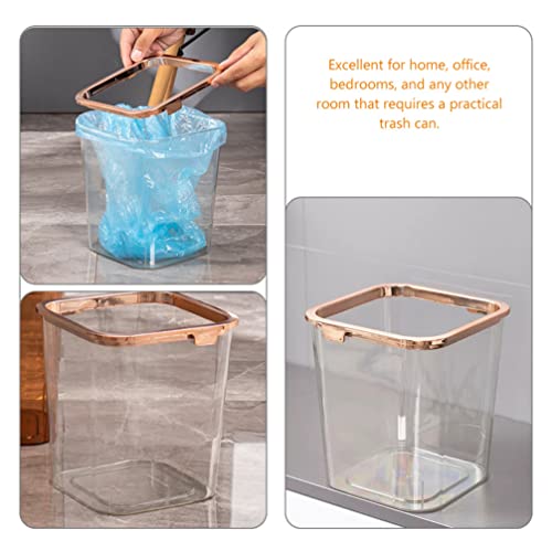 iplusmile Clear Acrylic Trash Can Square Wastebasket Large Garbage Bin Decorative Rubbish Can Wastepaper Container Bin for Bedroom Home Office