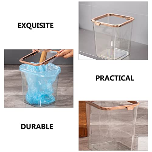 iplusmile Clear Acrylic Trash Can Square Wastebasket Large Garbage Bin Decorative Rubbish Can Wastepaper Container Bin for Bedroom Home Office