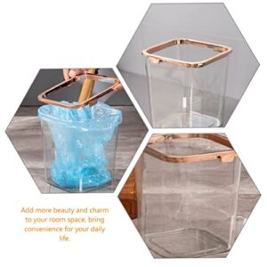 iplusmile Clear Acrylic Trash Can Square Wastebasket Large Garbage Bin Decorative Rubbish Can Wastepaper Container Bin for Bedroom Home Office